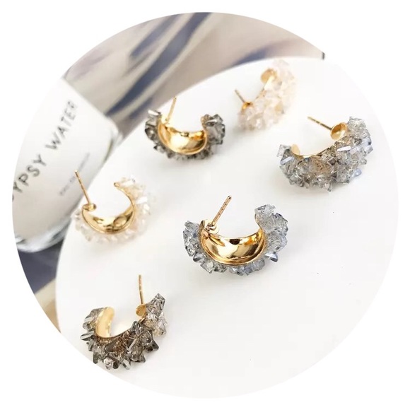 Jewelry | Stunning Grey Crystal Hoop Earrings | Poshmark